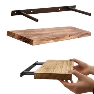 Generic Wandmontiertes schwebendes Holzregal 40 x 15 x 2 cm, rustikales Massivholz-Display f&uuml;r B&uuml;cher, Fotos, Pflanzen, Badezimmeraufbewahrung und dekorative 