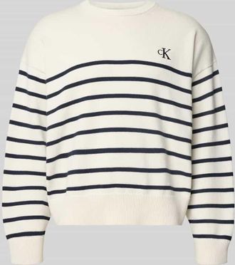 Calvin Klein Jeans Regular Fit Strickpullover aus reiner Baumwolle