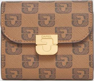 Gerard Darel Petit portefeuille en toile enduite monogramm&eacute;e et cuir - MINI WALLET - Camel