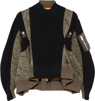 sacai Femme, Pulls, Multicolore, Taille: 40 FR Nylon Twill x Knit Blouson