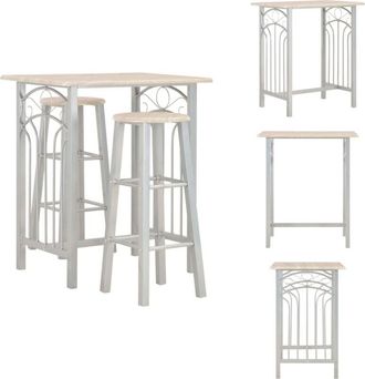 vidaXL Ensemble de bar 3 pcs Bois et acier - Ensemble De Bar - Meuble De Salle à Manger - Table Et Chaises De Bar - Mobilier Extérieur - Set De Bar