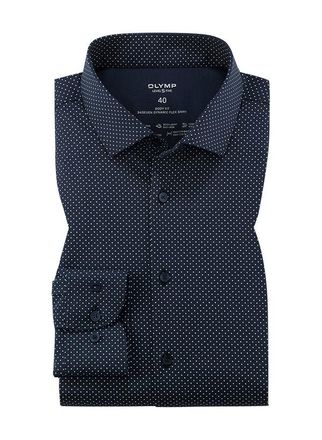 Olymp Herren Hemden blau Baumwoll-Stretch