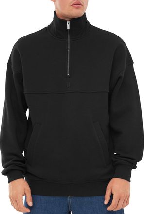 Johnny Urban Sweatshirt mit Rei&szlig;verschluss Herren & Damen Schwarz - Cooper - Half Zip Sweater Pullover aus Baumwolle - Oversized Troyer Mit K&auml;ngurutasche - Stehkra