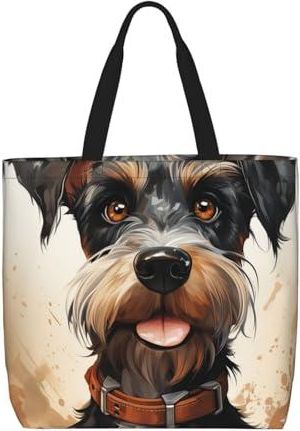 Generic Schnauzer Sac Fourre-Tout Grand Sacs De Courses L&eacute;ger Sac Courses Pour Travail Shopping Plage