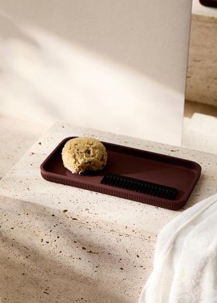 Mango Plateau salle de bain ray&eacute; en r&eacute;sine grenat - Home - Taille unique - MANGO HOME