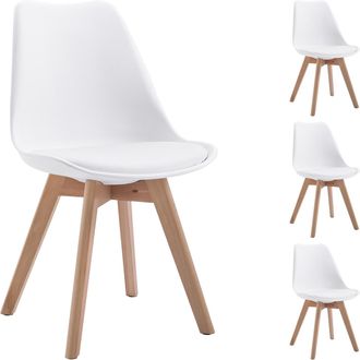 IDIMEX Esszimmerstuhl Abby, Stuhl Esszimmer Küchenstuhl Esstischstuhl Polsterstuhl, aus Kunststoff, Retro Design, im 4er Set, in weiß