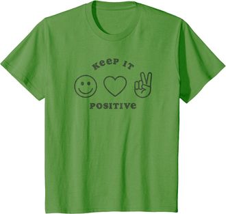 Trendy Apparel Trendy Keep It Positive Smiley Face Heart Peace Sign Icons T-Shirt
