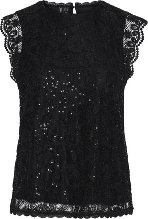 Pieces Pcolline Sl Lace Sequins Top Noos