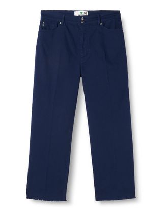 Love Moschino Cropped Slim fit 5-Pocket Trousers in Garment Dyed Stretch Organic Cotton Bull, Customized with Shiny Tag on Back Strap. Raw Cut hems
