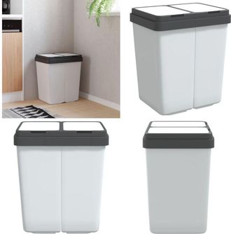 vidaXL Vidaxl - Poubelle double blanc 2x25 l - poubelle double - poubelles doubles - Home & Living - Blanc