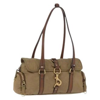 Miu Miu Pre-owned Sac bandouli&egrave;re en nylon - Femme - Pre-owned - Beige - Taille: ONE Size