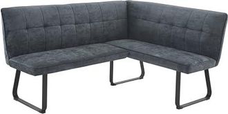 Byliving Eckbank TALEA/Webstoffbezug in dunkelgrau, Gestell in schwarz/Gro&szlig;e Eckbank L-Form, Langer Schenkel Links, komfortable Nosaqfederung/Sitzbank/Essbank/