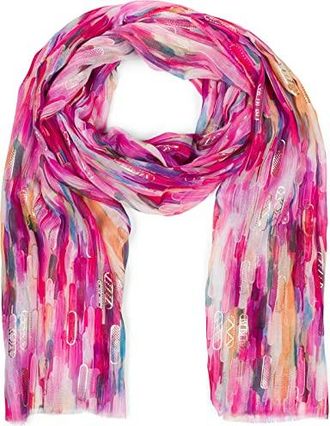 styleBREAKER Écharpe pour femmes avec motif dégradé de rayures colorées et accents métalliques, châle rayé multicolore 01016222, couleur:Rose
