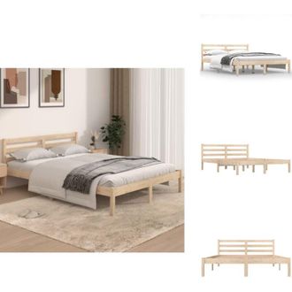 vidaXL Cadre de lit sans matelas bois de pin massif 140x190 cm - Cadre De Lit - Lit En Bois - Lit Double - Bois Massif - Design Moderne