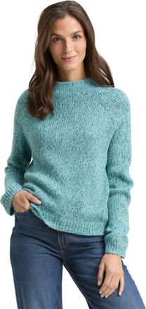 Tom Tailor Damen 1049166 Loose Fit Strickpullover mit Wollanteil, 39238-Teal White Mouline, XXL