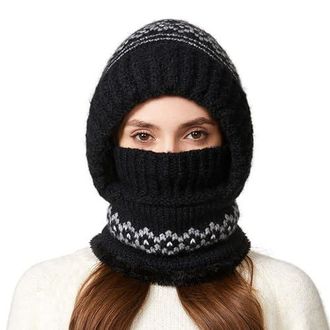 Generic Bonnet dhiver en tricot chaud doux et r&eacute;glable tendance pour femmes et filles par temps froid, sports de neige, randonn&eacute;e, camping en plein air, Noir