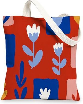 Generic Sacs fourre-tout en toile colorés, motif floral artistique, sacs dépicerie, sacs dépicerie réutilisables, modernes, légers, lavables en toile avec ban