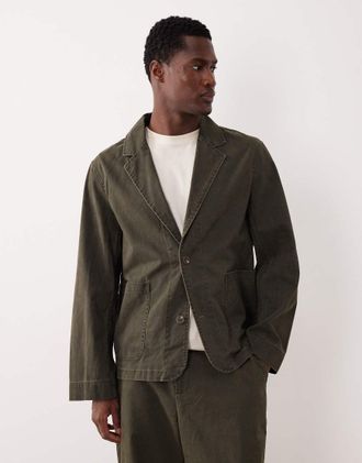 Asos Lockere Anzugjacke in verwaschenem Dunkelgr&uuml;n