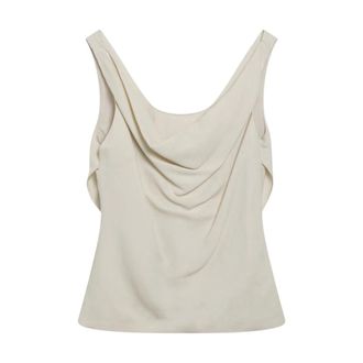 Brunello Cucinelli Drapierte T-Shirt - - Tops - Damen - Wei&szlig; - L