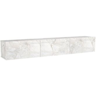 Vente-Unique Vente-Unique - Meuble TV suspendu 3 portes - Effet marbre blanc - Panneau de particule m&eacute;lamin&eacute; - Charge max 36 kg - &Agrave; fixer au mur