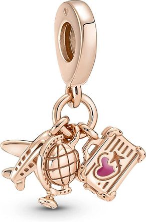 Pandora Airplane, Globe & Suitcase Triple Dangle Charm 789435C01