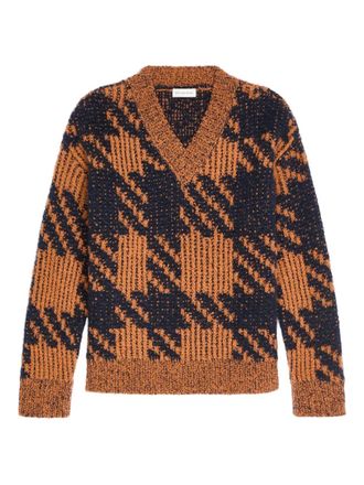 Dries Van Noten pull à motif pied de poule - Marron