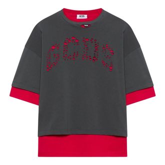 GCDS Cutout Layered T-Shirt - - Tops - Herren - Grau - XL