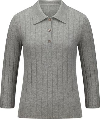 Fadenmeister Berlin Polo-Pullover 3/4-Arm Fadenmeister Berlin grau