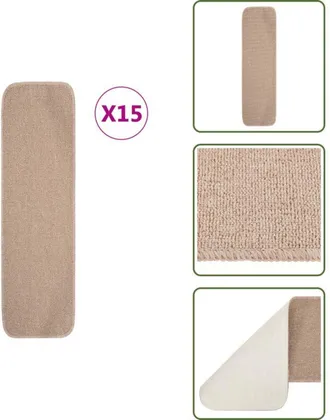 vidaXL Vidaxl - Tapis escalier antid&eacute;rapants 15 pcs 75x20cm Beige Rectangulaire - Tapis Descalier - Tapis Marche - Protection Escalier - D&eacute;coration