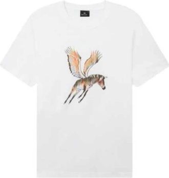 Paul Smith Homme, Tops, Blanc, Taille: S T-shirt blanc print z&egrave;bre volant baya Paul Smith Homme M2R 011R Vp5793 01