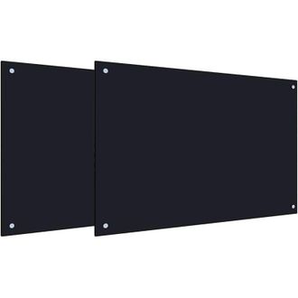 vidaXL K&uuml;chenr&uuml;ckwand 2 pcs Schwarz 90 x 60 cm Geh&auml;rtetes Glas vidaXL