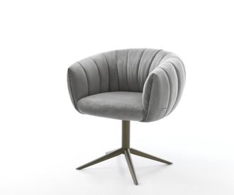 DELIFE Drehstuhl Jada-Flex Samt Grau Fu&szlig;kreuz Effektfinish Titan 360&deg; drehbar Wippfunktion Taschenfederkern, Esszimmerst&uuml;hle