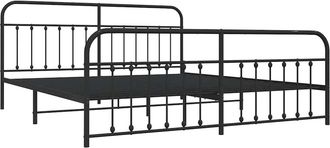 Generic Bettgestell mit Kopfteil aus Metall, Kopfteil f&uuml;r Doppelbett, R&uuml;ckenlehne f&uuml;r Bett, (schwarz, 120 x 190 cm) (200 x 200 cm)