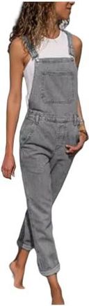 Generic Salopette d&eacute;t&eacute; ample en denim pour femme - Pantalon &agrave; bretelles pour femme - Jeans pour femme - Salopette bleu denim &agrave; bretelles r&eacute;glables - Grande ta