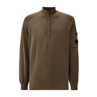 C.P. Company Cotton Crepe Half Zip Sweater - - Knitwear - Herren - Braun - L