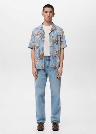 Mango Chemise fluide manches courtes bleu ciel - Homme - XL - MANGO MAN