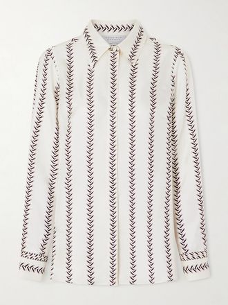 Gabriela Hearst Chemise En Satin De Soie Imprim&eacute; Cruz - Ivoire