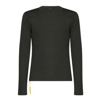 Fendi Pullover mit geripptem Strick und Schulter-Patches - - Knitwear - Herren - Gr&uuml;n - L