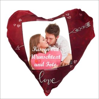 Indigos UG Foto-Kissen Herz mit eigenem Foto individuell Bedruckt - Love - selbst gestalten - 38x38 cm - bunt - mit Kissenf&uuml;llung - personalisierte Geschenkidee 