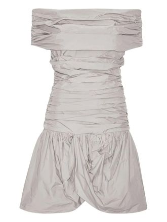 Rotate robe courte froncée à épaules dénudées - Gris