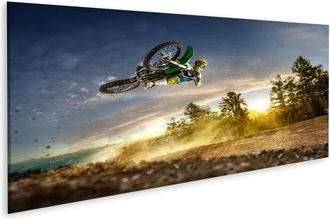 Islandburner Bild auf Leinwand Dirt Bike Motocross Rider Flying High Kinderzimmer Bilder Wandbilder Poster
