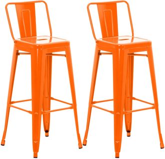 Clp Barhocker 2er Set mit Lehne im Industrial-Look Mason, mit R&uuml;ckenlehne und Fu&szlig;ablage, Barstuhl mit R&uuml;ckenlehne und Bodenschoner, Farbe:orange