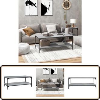 vidaXL Couchtisch Grau Sonoma 80x50x40 cm Holzwerkstoff - Industrieller Couchtisch - Wohnzimmerstil - Grau Sonoma - Holzwerkstoff - Stahl
