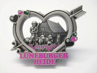 Generic Lüneburger Heide Magnet Metall Souvenir Germany Niedersachsen Herz