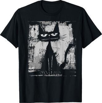 Smooth HQ Katzen-Silhouette, stilvolles Grunge-Design, abstrakte Kunst T-Shirt