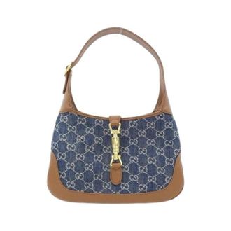 Gucci Pre-owned Jackie 1961 GG Jacquard Denim Leder Schultertasche - - Pre-owned - Damen - Blau - ONE SIZE