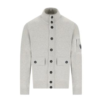 C.P. Company C.p. Company, Homme, Pulls, Gris, Taille: XL Pull boutonn&eacute; en laine dagneau