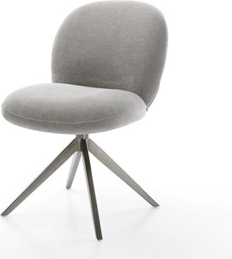 DELIFE Drehstuhl Nube-Flex Strukturstoff Soft Grau Kreuzgestell breit Graphit 360&deg; drehbar Wippfunktion Taschenfederkern, Esszimmerst&uuml;hle