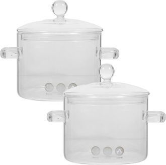 Hemoton Kochtopf 2 Glast&ouml;pfe Zum Kochen Auf Dem Herd Glastopf Mit Deckel Hitzebest&auml;ndige Durchsichtige T&ouml;pfe Und Pfannen-Set Kochgeschirr Aus Glas Kochtopf Mi