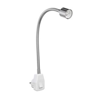 LEDs Com Steckdosenleuchte/Leselampe LESCH, Schwanenhals, chrom/weiß, 1x GU10 max. 10W